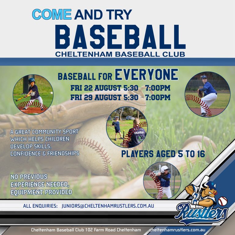 Junior Come and Try – Summer 2025 – Cheltenham Rustlers Baseball Club
